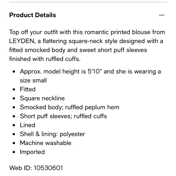 Leyden | Tops | Never Worn Leyden Smocked Puff Sleeve Floral Top | Poshmark